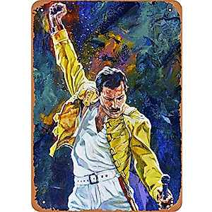 EICOCO Music Freddie Mercury Plaque Poster Metal Tin Sign 8" x 12" Vintage Retro Wall Decor