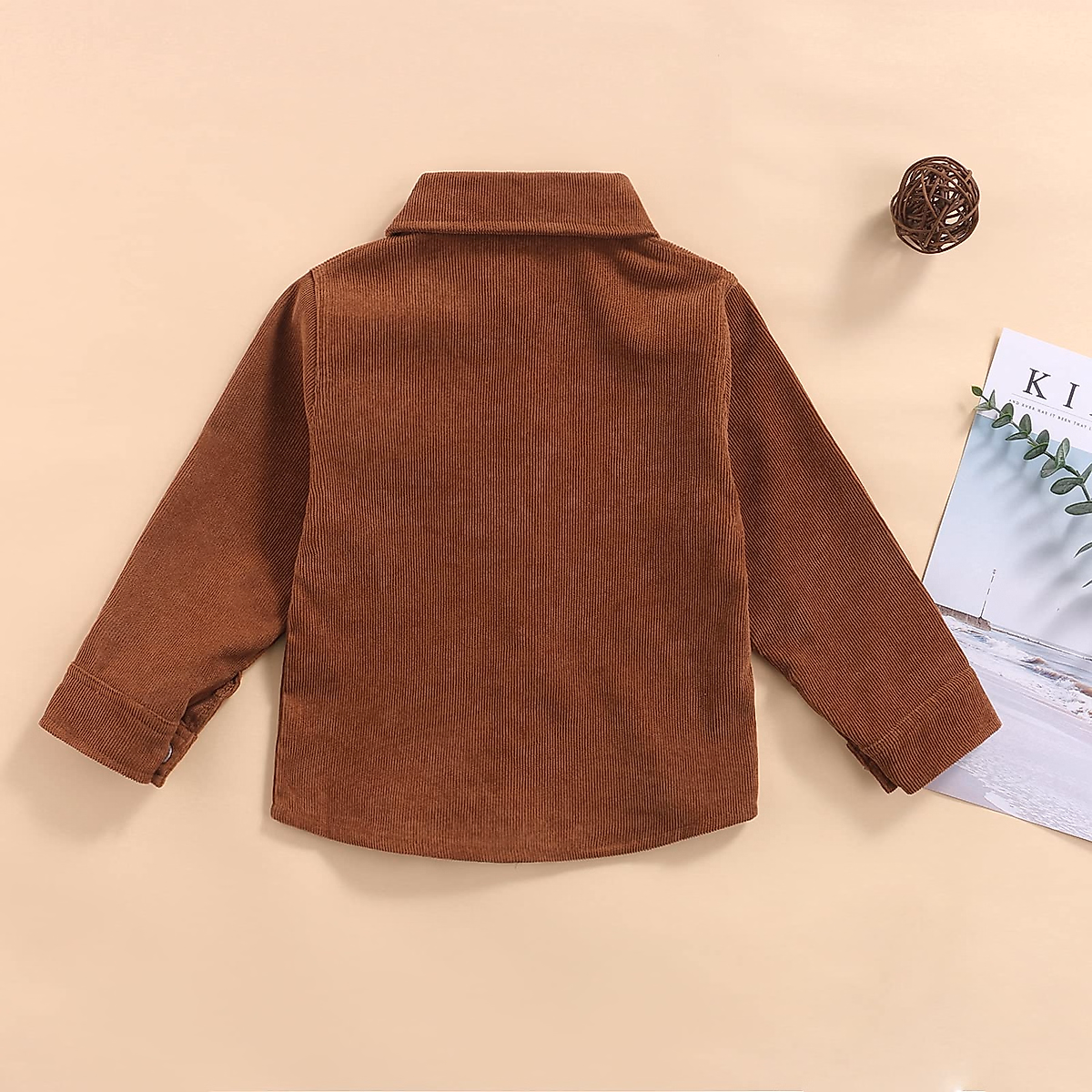 Toddler Baby Boy Girl Shirts Fall Winter Corduroy Jacket Kids Button Down Shirt Solid Color Tops (Brown, 18-24 Months)