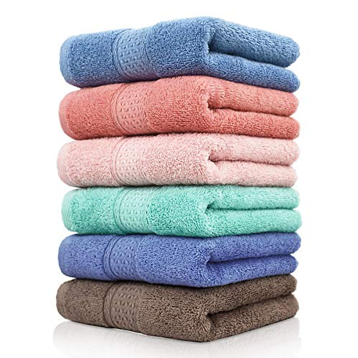 Cleanbear Cotton Hand Towel Set 6-Pack Ultra Soft Hand Towels with Assorted Colors (13 x 29 Inches) Lightweight and Quick Dry Bathroom Towels