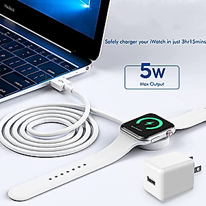 Compatible with 3.3FT Apple Watch Charger iWatch Charging Cable with USB Wall Charger Travel Plug Adapter for Portable Apple Watch Charger Cable Compatible with Apple Watch Series 8/7/SE/6/5/4/3/2/1