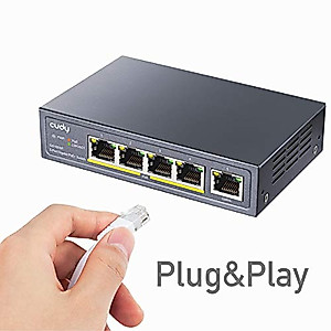 Cudy GS1005P 5 Port Gigabit PoE Switch, 4 PoE+ @60W, Desktop/Wall, Plug and Play, Sturdy Metal w/ Shielded Ports, Fanless, Traffic Optimization
