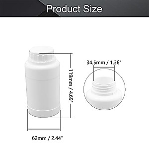 Othmro 5Pcs 8.45oz/250ml Plastic Bottles, Lab Cylindrical Chemical Reagent Bottle, Wide Mouth Laboratory Reagent Polyethylene Bottle, Sample Sealing Liquid Storage Container for Food Store White