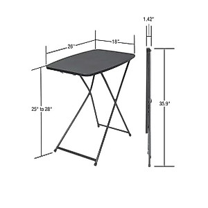 SweaTz Black, 2 Pack,18” x 26” Indoor Outdoor Adjustable Height Personal Folding Table