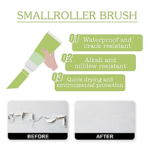Small Roller Spackle Wall Repair Brush, 2-in-1 Small Rolling Brush Wall Paint Repair Tool, Quick Drying and Waterproof Wall Roller Paint Repair Paste for Living Room, Bedroom, Bathroom