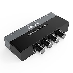 Cubilux AM-K4 6.35mm Audio Mixer [Ultra-Low Noise, HiFi AMP] 4-Channel Line-In 1/4” Mini AUX Mixer, Quarter Inch Small Stage Sub Mixer for Guitar Bass Keyboard Drum, Club Bar Studio