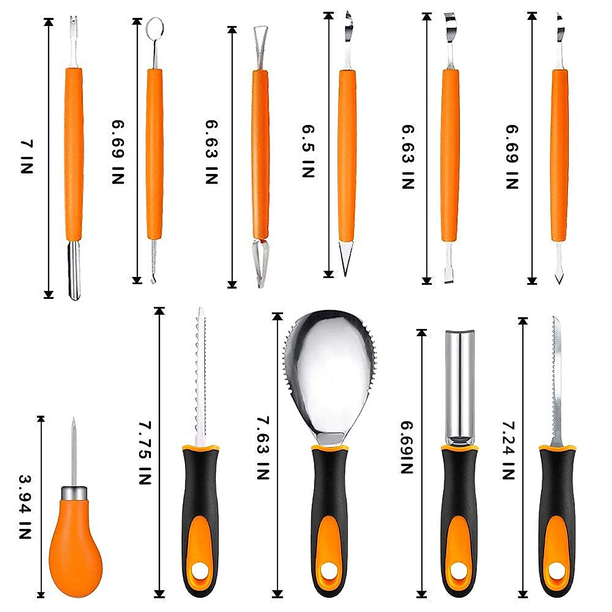 YAOMAISI Halloween Adult and Children Pumpkin Carving Kit Carving Knife Upgraded Edition 12 Pieces of Professional Stainless Steel Pumpkin Carving Tool Belt Handbag