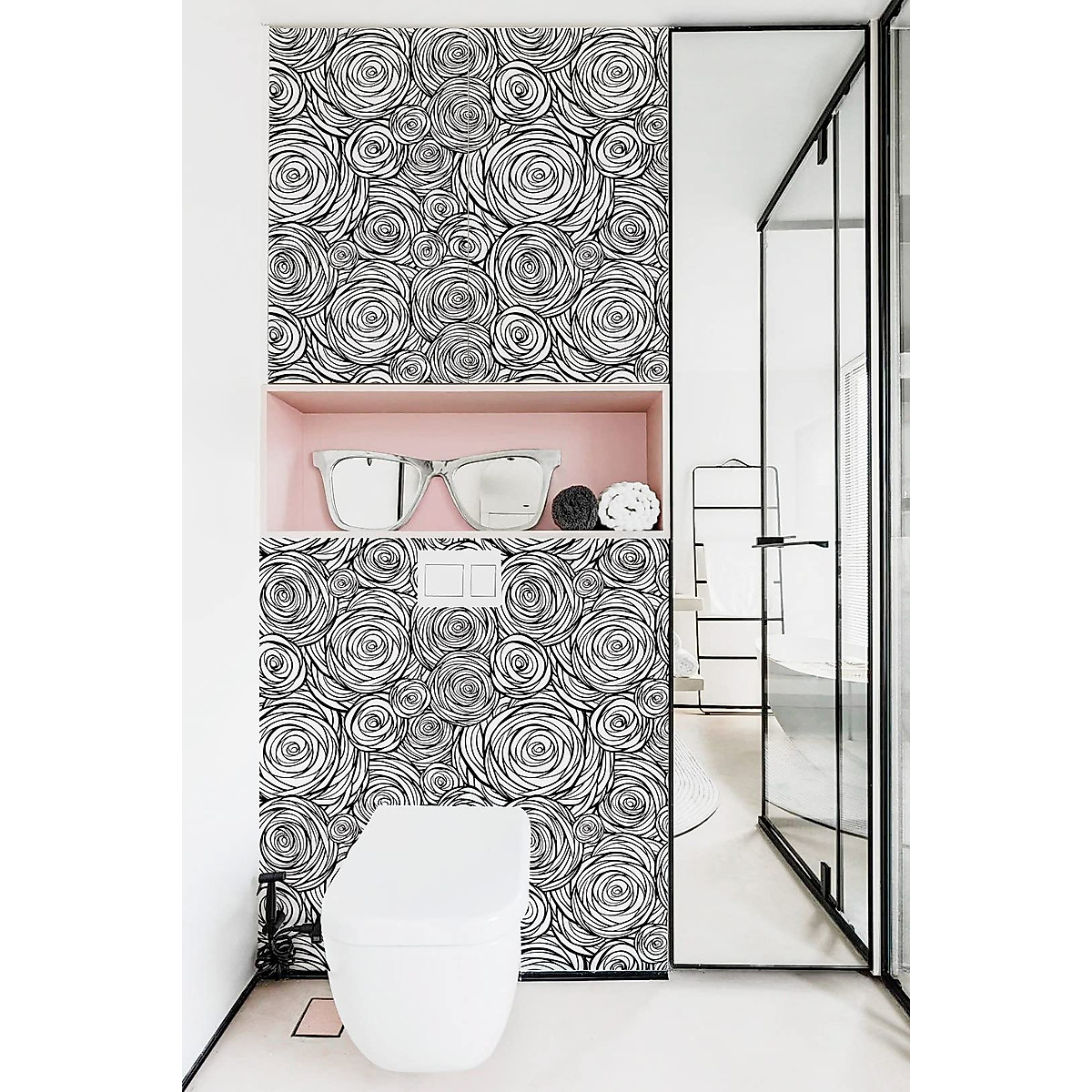 Idomural Peel and Stick Wallpaper Boho Floral Wallpaper Removable Abstract Rose Flower Wallpaper for Bedroom Bathroom Renter Friendly Contact Paper for Cabinet Accent Wall 17.7in x 118in