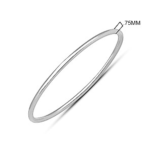 Skinny Thin Domed Stackable 14K White Gold Band (.75 mm)