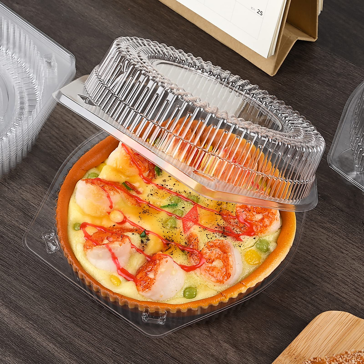 Yoiemivy 40 Pcs 8'' Disposable Pie Containers with Lids Clear Plastic Pie Carrier Round Pie Keeper Storage Dessert Carrier Clamshell Takeout Food Containers for Doughnut Cookies Salad Fruit Vegetable