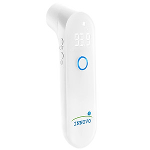 Newly Released Innovo Medical Touchless Forehead Thermometer, Non-Contact Fever Alert, Termometro Digital (Snow White), (iF100B)