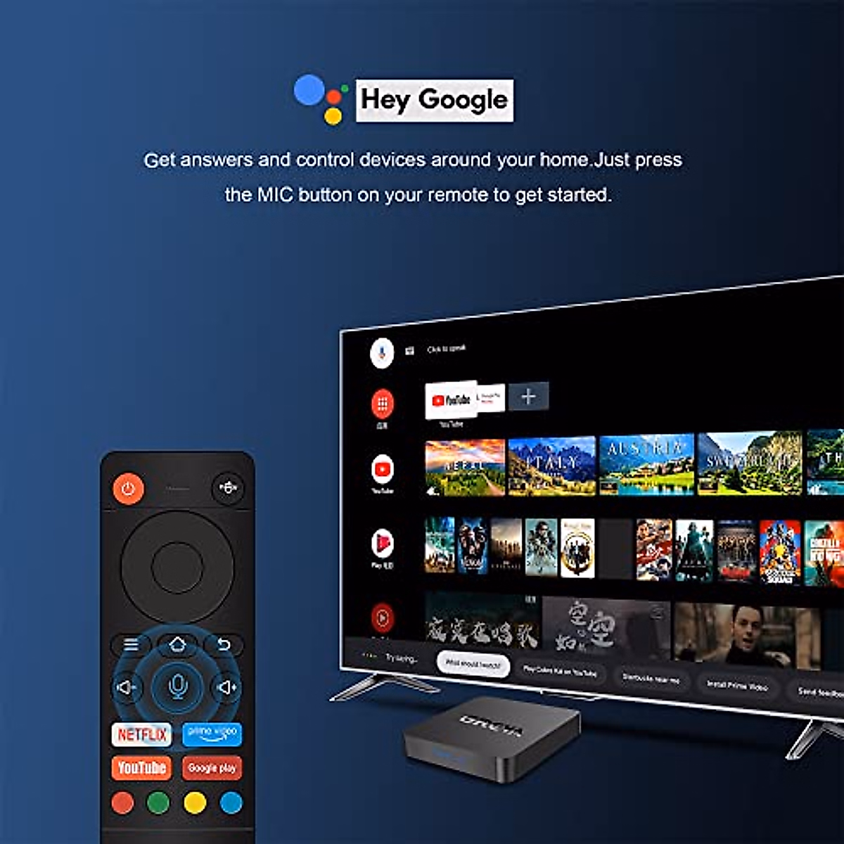 GREVA Android 11 TV Box 2GB RAM 16GB ROM Support Dual Band WiFi 2.4G/5G Voice Remote Control BT 5.0 4K HDR Smart Streaming Media Player