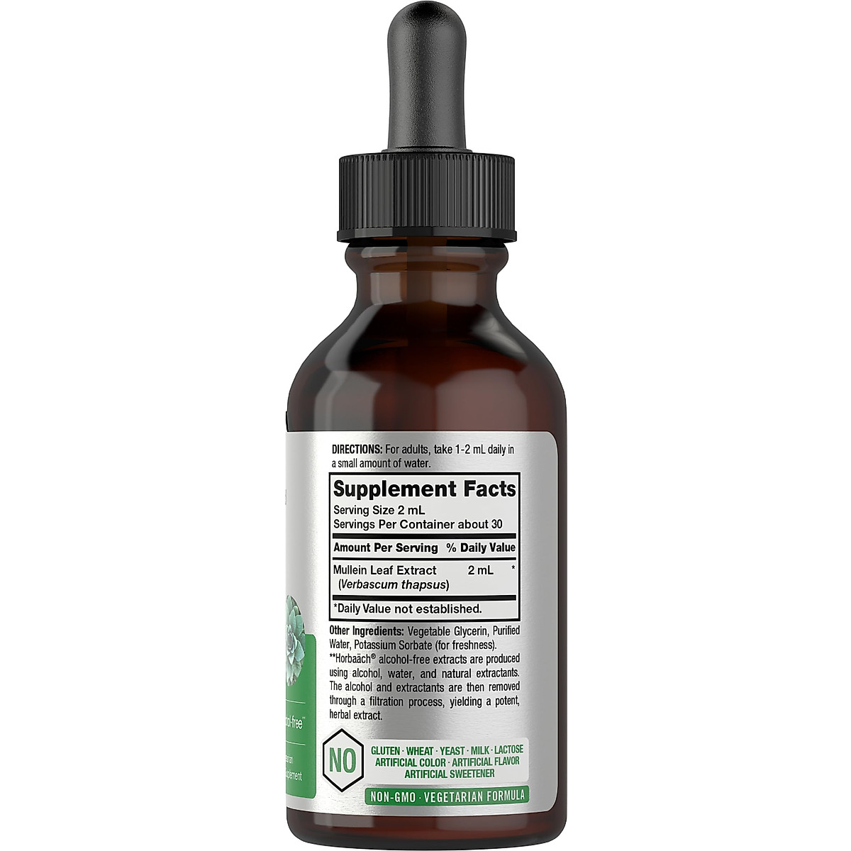 Horbäach Mullein Leaf Tincture Drops | 2 fl oz | Alcohol Free Liquid Extract | Vegetarian, Non-GMO & Gluten Free Herbal Supplement