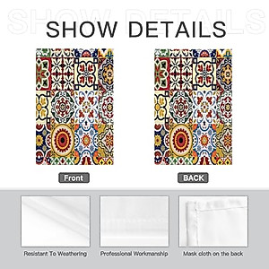Double-sided garden flag Mexican Talavera Ceramic Tile Pattern Ethnic Folk Outdoor Flag Garden Flag Yard Outdoor Decoration （12×18in）.