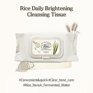 SKINFOOD Rice Cleansing Wipes - Daily Hypoallergenic Rice Nourishing Makeup Remover Tissue Wipe - Facial Skin Clear & Refreshed - Korean Beauty Face Wipes for Women - Travel Makeup Wipes (80 Sheets)