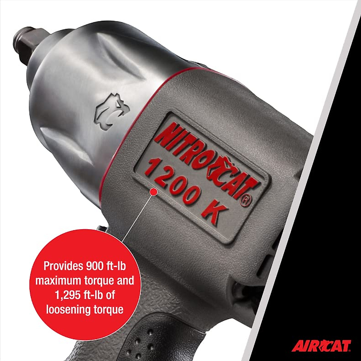AIRCAT Pneumatic Tools 1200-K 1/2-Inch Nitrocat Composite Twin Clutch Impact Wrench 1295ft-lbs