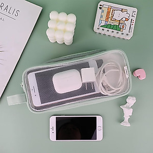 iSuperb Clear Pencil Case Handheld Pen Bag Transparent Makeup Bag Multifunction Pencil Pouch for Business Travel Office Adult (Green)