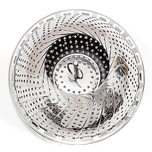 BergHOFF Steamer Basket 7" to 11" Stainless Steel 18/8 Foldable & Expandable Fit Most Pots and Pans Mirror Finish Dishwasher Safe