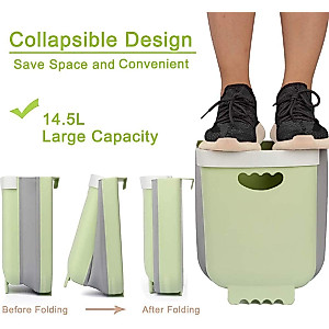 Kitchen Hanging Trash Can,Collapsible Small Garbage Bin for Kitchen Cabinet Cupboard Door, Portable Folding Home Outdoor Plastic Waste Container - 10 L / 2.6 Gallon (Green) (Green)