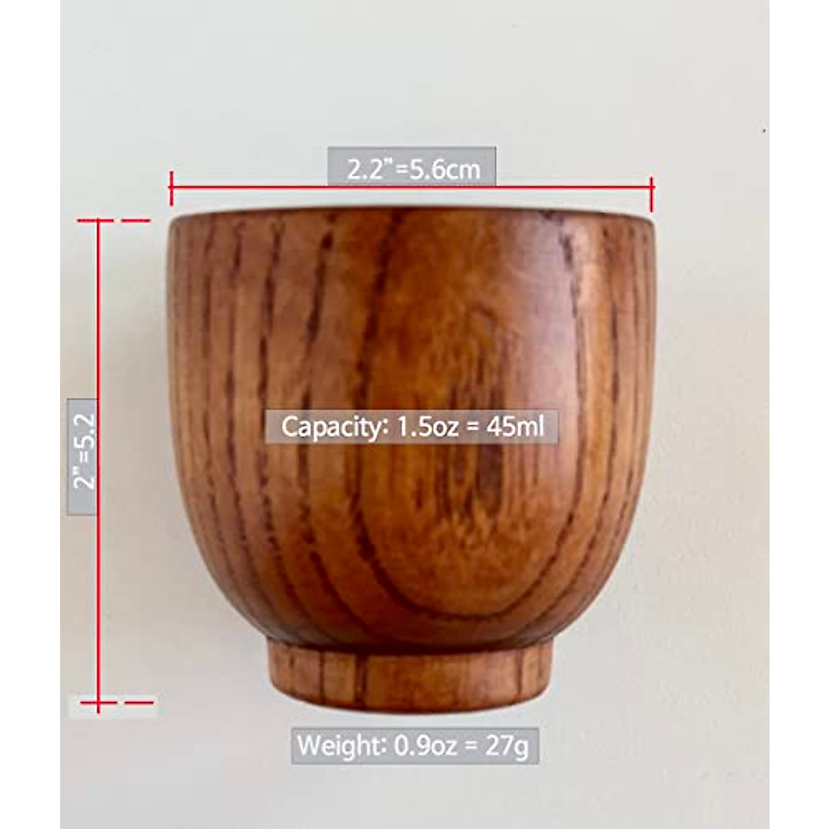 cozymomdeco Asian Traditional Handmade OTTCHIL Wood Sake Soju Cup Gift Box Set Natural Solid Wooden Shot Glass-ware Small Wooden Mug 4Pcs (Paper Box)