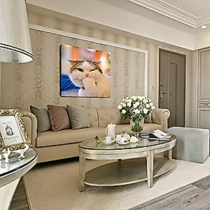 Fisting Cat Funny Animal Poster Print Art Picture 9302 Wall Art Canvas Prints Poster For Home Office Decorations With Framed 16"x16"