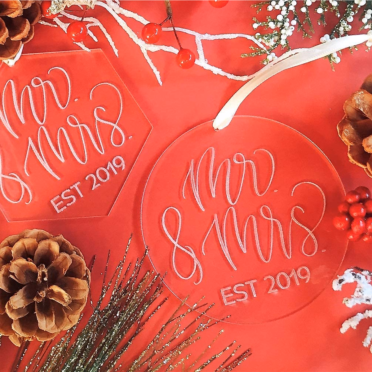 UNIQOOO 3.25“ Clear Acrylic Christmas Tree Ornament, Stocking Gift Tag, Acrylic Blanks, Wedding Gift Tag, Pack of 20