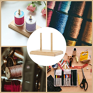 Wooden Hand Spinning Holder Spinning Yarn Ball Holder Wool Skein Thread Dispenser Embroidery Stitching Thread Holder Thread Spool Bobbin Rack Organizer with 2 Shaft