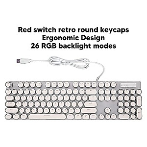 Mechanical Gaming Keyboard, Mechanical Keyboard RGB Backlight Ergonomic Design 104 Keys Typewriter Style for Office Red Switch