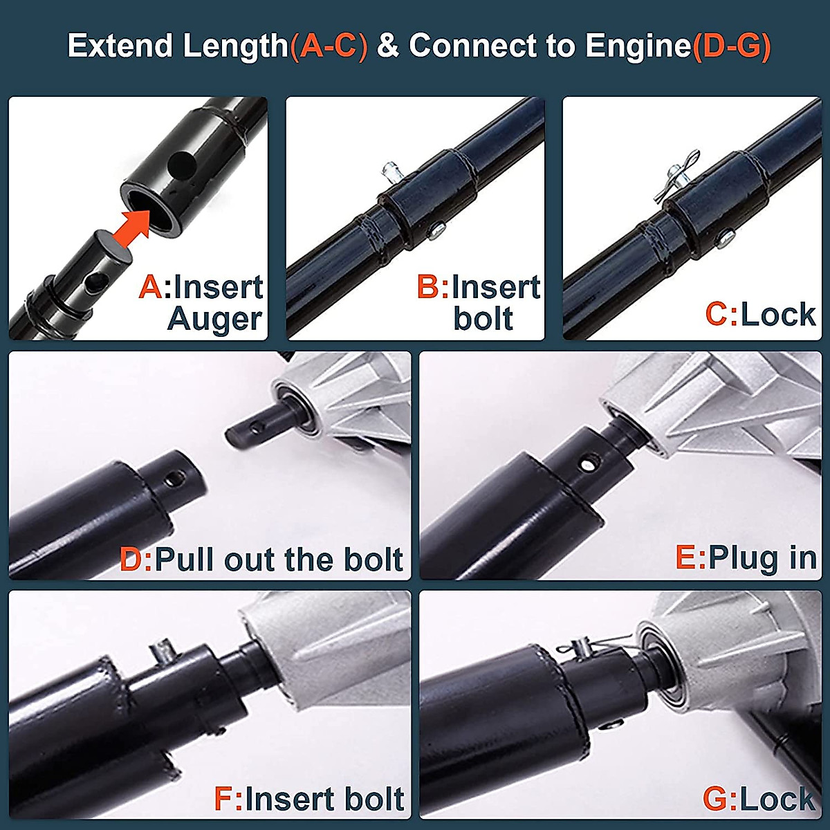 TCBWFY 3 Pack Auger Extension Drill Bits (8", 12", 20" Length) Extension Earth Ice Auger Extension Set Post Hole Digger Replacement Compatible to 3/4" Shaft