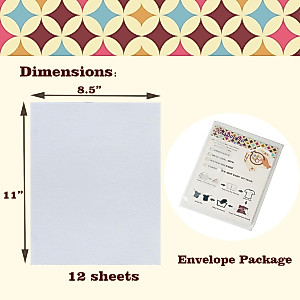 Karpoulra 6 Sheets 8.5"x11" Sticky Water Soluble Embroidery Stabilizer, Dissolvable Printable Self Adhesive Wash Away Stabilizer for Print or Draw Patterns Hand Machine Embroidery