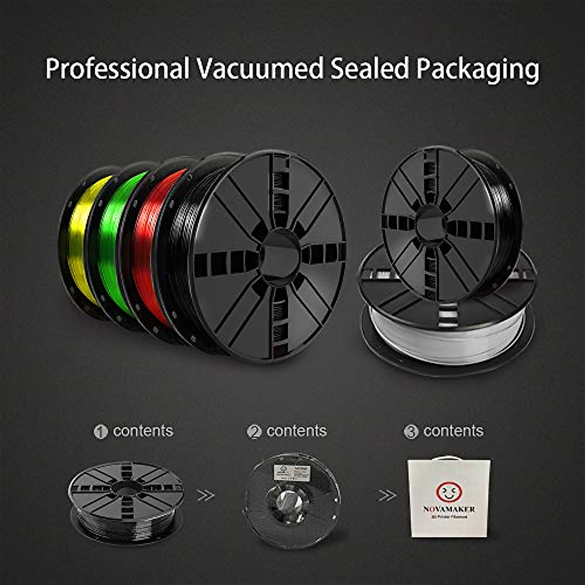 NOVAMAKER PETG Black Filament 1.75mm ,Toughness Enhanced petg Vacuum Sealed,Accuracy +/- 0.02mm, 1kg(2.2lbs) Spool, 3D Filament petg
