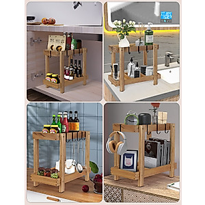 Under Sink Organizers Storage 2 Tier Multi-Purpose Kitchen/Bathroom Sink organizer Wood Under the Sink Organizer for Bathroom Kitchen