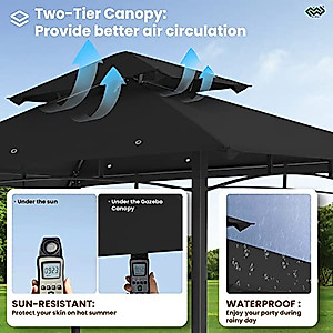 MEWAY 8x5 Outdoor Grill Gazebo Canopy, BBQ Canopy Gazebo Tent for Patio,Barbecue,Black