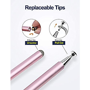 Stylus Pens for Touch Screens, LIBERRWAY Disc Stylus Pen Fiber Stylus with Magnetically Attached Cap, Compatible with ipad iPhone Chromebook, Rosegold