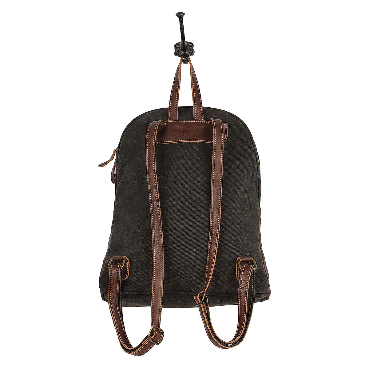 Myra Bag Blue Breeze Upcycled Canvas & Cowhide Leather Backpack S-1571