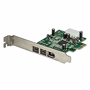 StarTech.com 3 Port 2b 1a 1394 PCI Express FireWire Card Adapter - 1394 FW PCIe FireWire 800 / 400 Card , TAA (PEX1394B3)