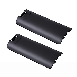 Trenro Wii Remote Controller Battery Cover, 2 Pack Back Cover Replacement for Nintendo Wii/Wii U Remote -Black