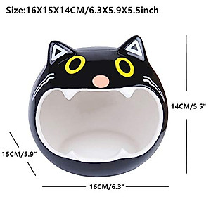 Small Animal Pet House Ceramic Nest Hamster Hideout Chinchillas House for Chinchillas Hamster Gerbils Hedgehog (Black Cat)