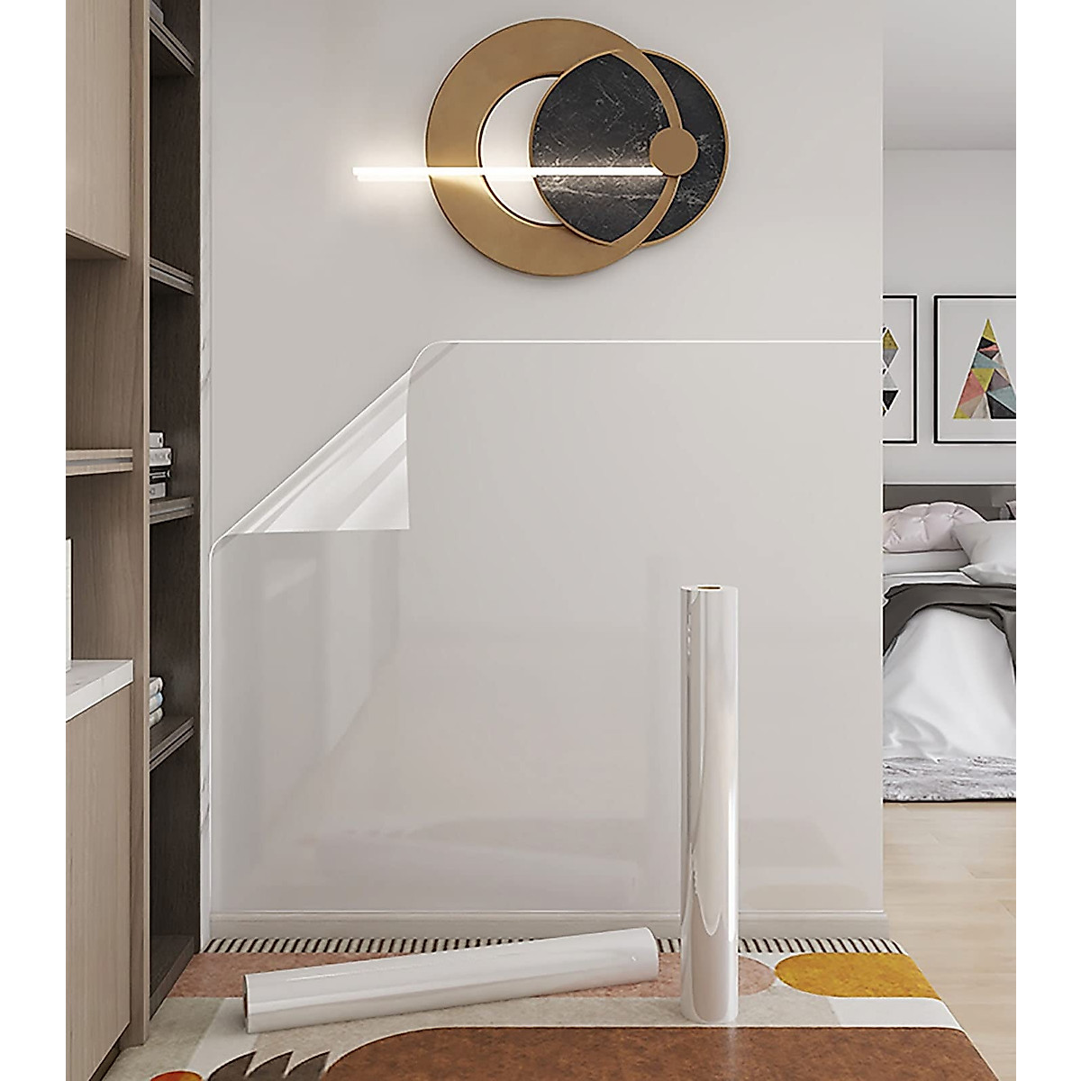 Electrostatic Absorption Wall Protective Film,Removable Clear Wall Protector Oil Proof Waterproof Sticker Furniture Protective Film Sticker, Heat Resistant Anti Scratch Wallpaper (Size : 120x1000cm)