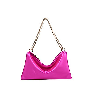 Verdusa Women's Satin Evening Handbag Shoulder Bag Purse Hot Pink one-size