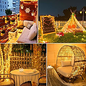 JMEXSUSS 2 Pack 200 LED Solar Christmas Lights, 75.5 ft Outdoor Waterproof Solar String Lights, 8 Modes Solar Lights Outdoor for Garden, Patio, Party, Tree, Wedding, Christmas Decorations, Warm White