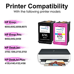 QUEENPRINT for HP 67XL Ink Cartridges Replacement for HP 67 67XL 67 XL Combo Pack for Envy Pro 6055 6455e 6055e 6400 6452 6052 6455 DeskJet 4100 2700 2742e 2755e 2752 4152 4155e (Black Tri-Color)