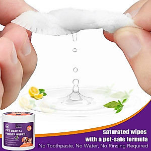 WALLZON Teeth Cleaning Finger Wipes for Dogs & Cats, Soft Pet Dental Care Wipes, Disposable Pet Tooth Brushing Wipes, Gentle Cleaning & Gum Care Finger Pet Wipes (100 Wipes)