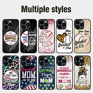 Eomnniofoy Custom Baseball Mom Phone Cases for Samsung Galaxy S10 S20 S21 S22 S23 S24 S25 Ultra Plus FE Edge | for iPhone Moto for Pixel, My Favorite Player Call Me Mom Gifts for Women Girls
