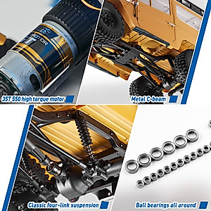 EAZYRC X FMS 1/10 Toyota Land Cruiser FJ40 RS with Licensed RC Truck Blue, All Terrain Waterproof 4WD 35T 550 Motor RC Crawler for Adult,2.4Ghz Remote Control, No Battery (yellow)