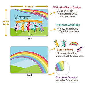 Gooji Funny Unicorn Thank You Cards – 25pcs Double Sided 4.25x6 Unicorn Thank You Cards With 25 Envelopes – Magical Cards For Baby Shower, Birthday Party And Girls Birthday Party Supplies