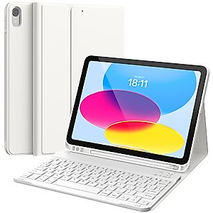 CHESONA Keyboard Case for iPad 10th Generation 10.9-inch 2022, Detachable Bluetooth Keyboard, Stand Folio Keyboard Cover with Pencil Holder, Rechargeable Keyboard for iPad 10th Gen 2022 (White)