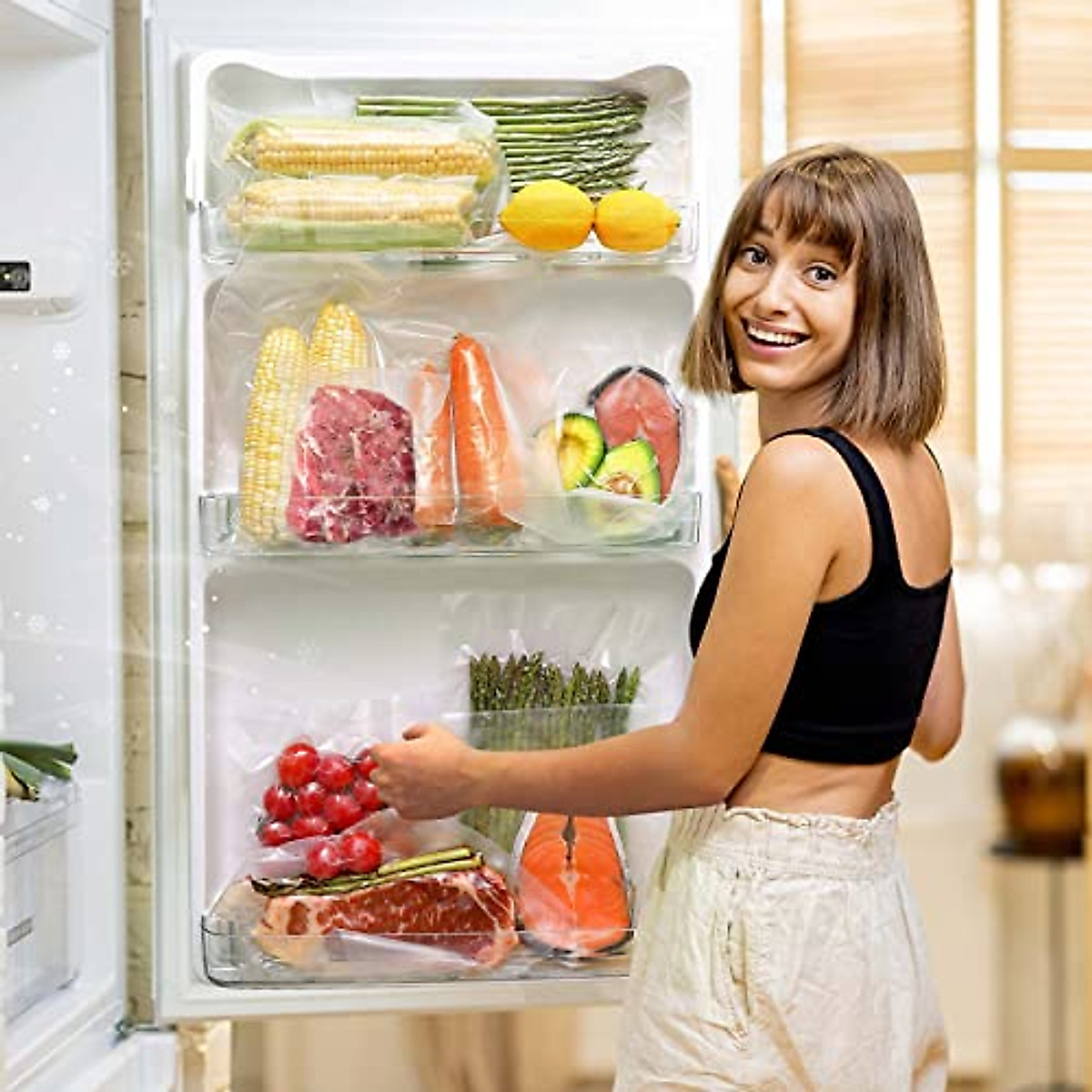 GERYON Vacuum Sealer, Automatic Food Sealer Machine for Food Vacuum Packaging w/Built-in Cutter|Starter Kit|Led Indicator Lights|Easy to Clean|Dry & Moist Food Modes| Compact Design (Black)