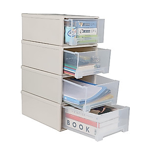 Aninhao 4 Packs 18 Quart Stackable Plastic Storage Drawers for Organizing