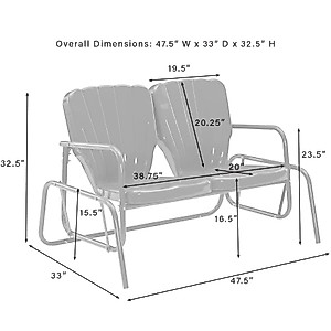 Crosley Furniture CO1032-NV Ridgeland Retro Outdoor Metal Loveseat Glider, Navy Gloss