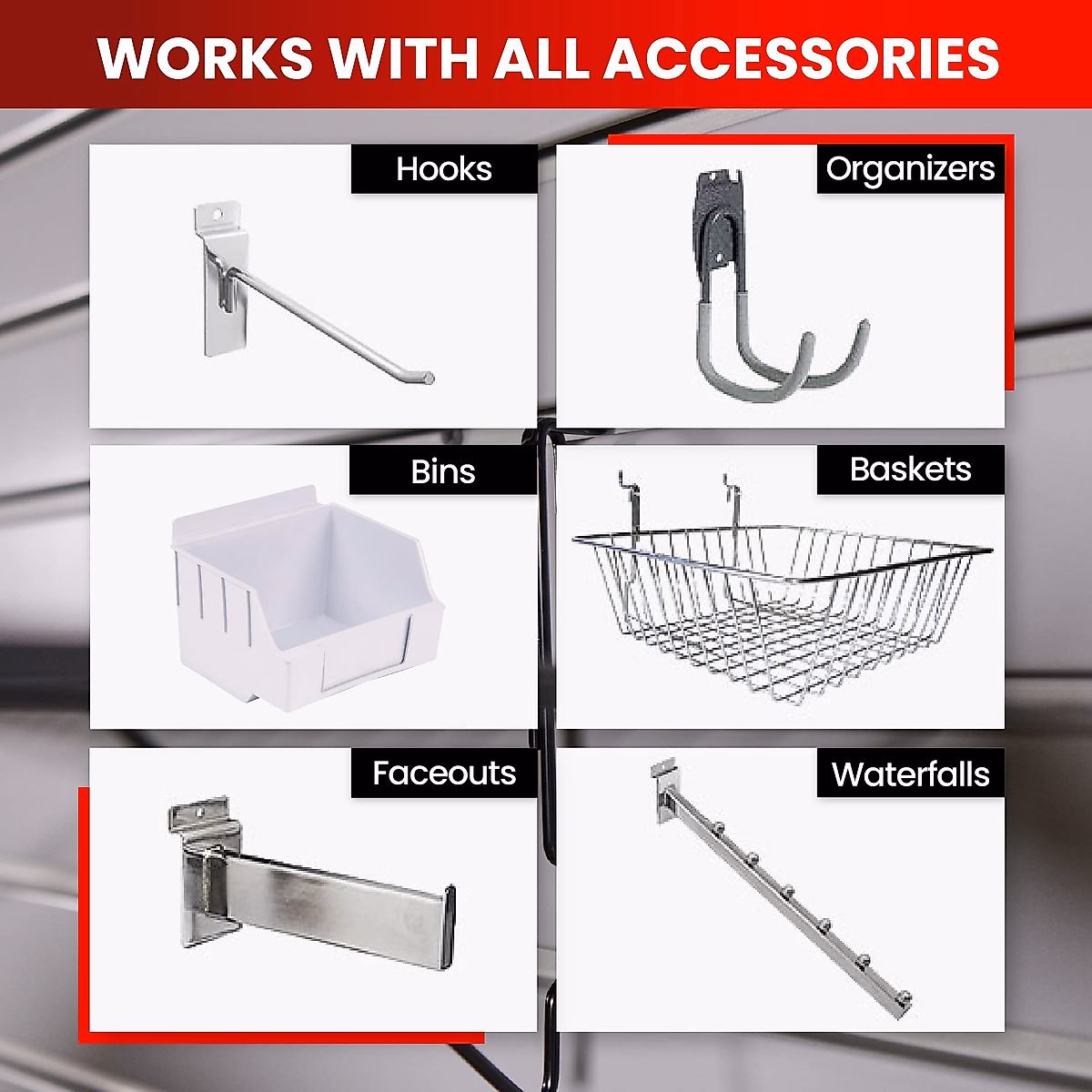 Slatwall Panel Garage Wall Organizer: Heavy Duty Wall Mounted PVC Wall Rack, Interlocking Slat Wall Paneling for Garage Wall Storage, Slatwall Board or Slatwall Shelves System -White (8’x4’W)